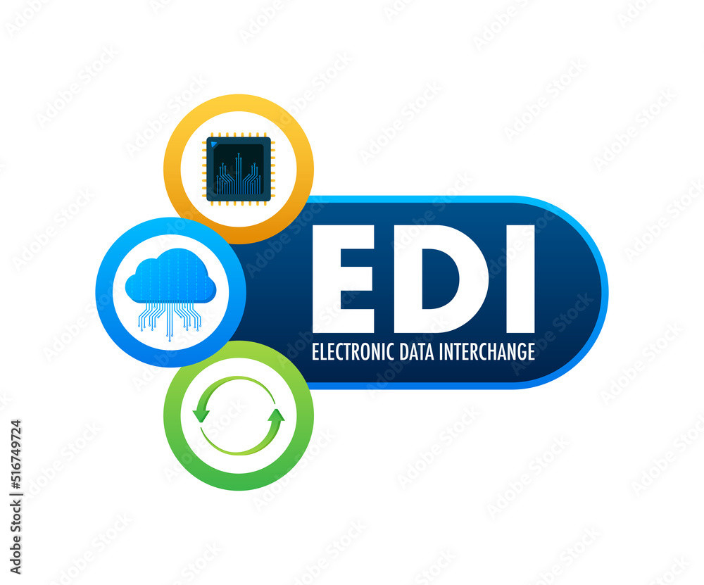 EDI - electronic data interchange. Devices, volume, database. Vector ...