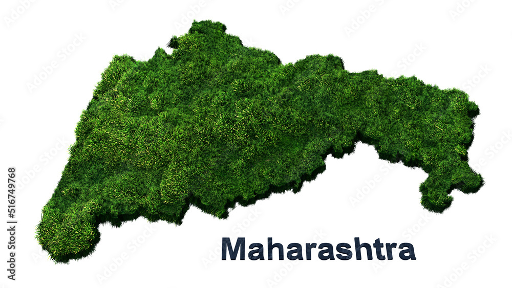 Poster Maharashtra, India Map, Agriculture in Maharashtra, Map in green ...