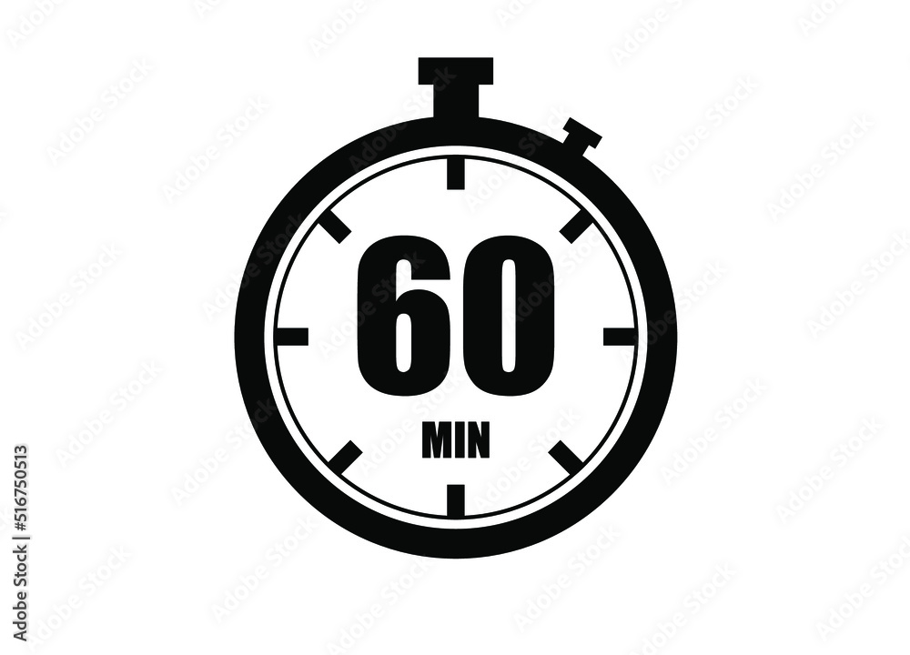 60 Minutes timers clock. Time measure. Chronometer vector icon black ... 60 Minutes timers clock. Time measure. Chronometer vector icon black ...