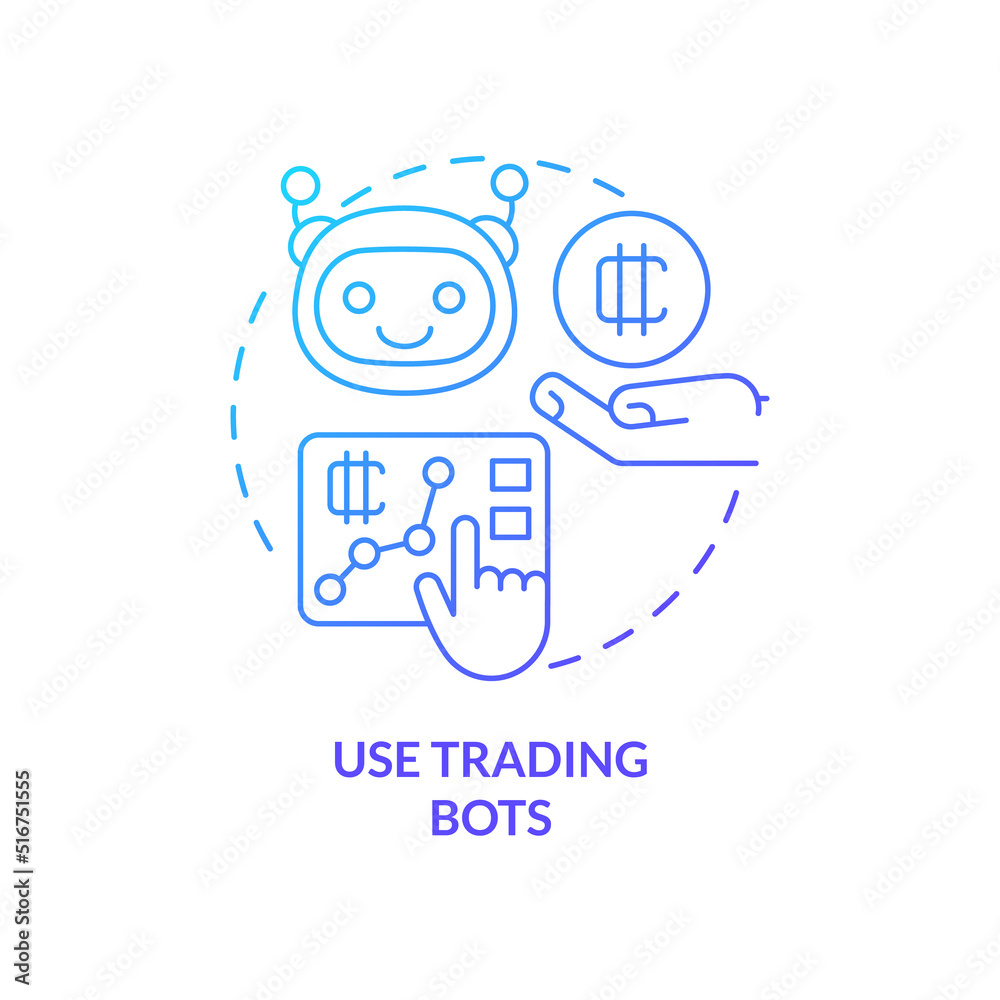 Use trading bots blue gradient concept icon. Work with multiple ...