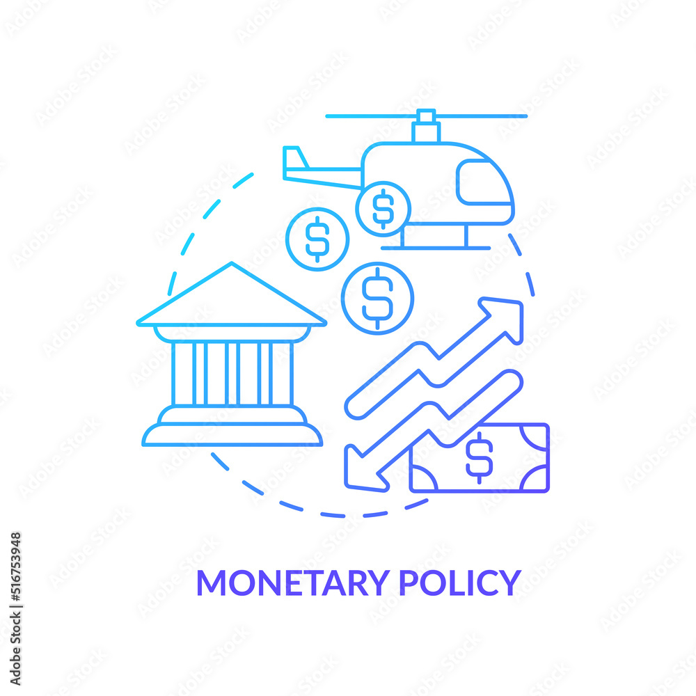 Monetary policy blue gradient concept icon. Central bank regulations ...
