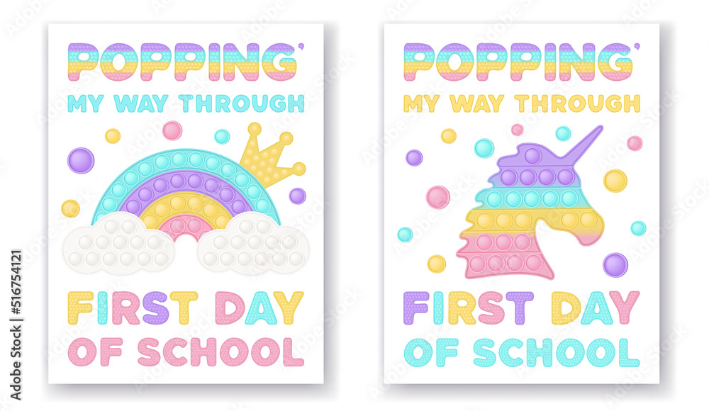 Poppin my way trough first day of school - set of two greeting cards ...