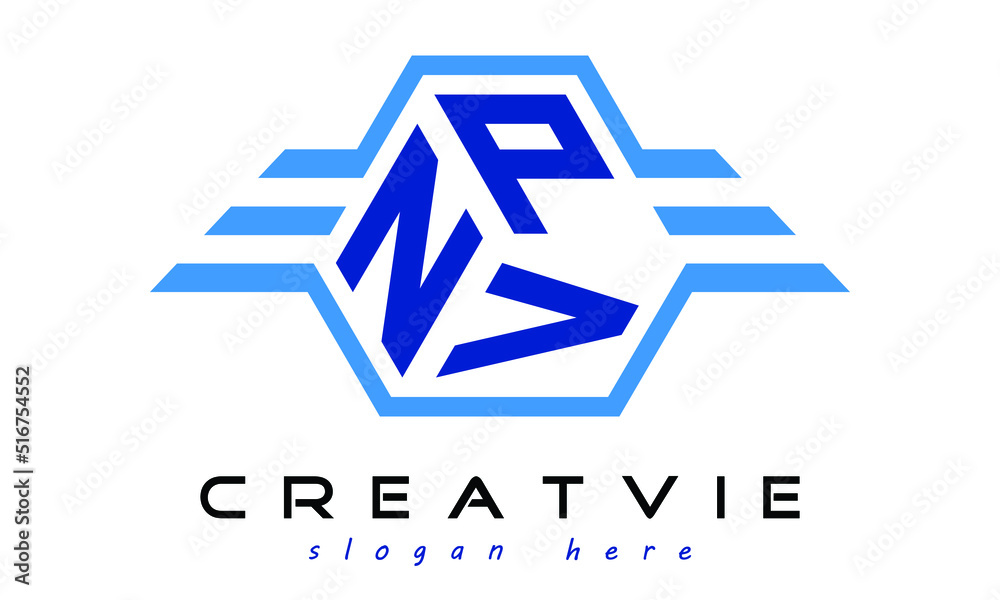NPV three letter geometrical wings logo design vector template ...