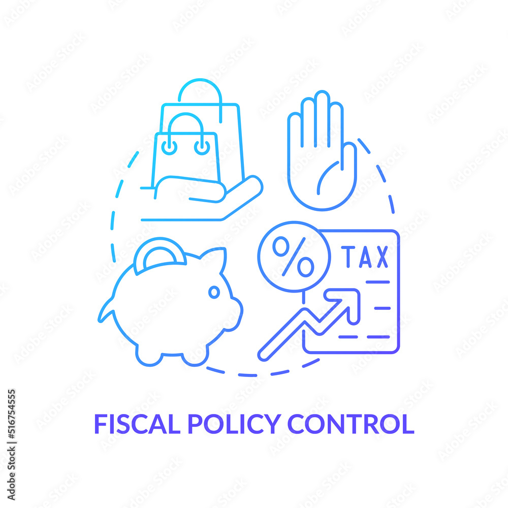 Fiscal policy control blue gradient concept icon. Higher tax rate ...