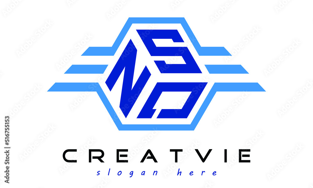 NSD three letter geometrical wings logo design vector template ...
