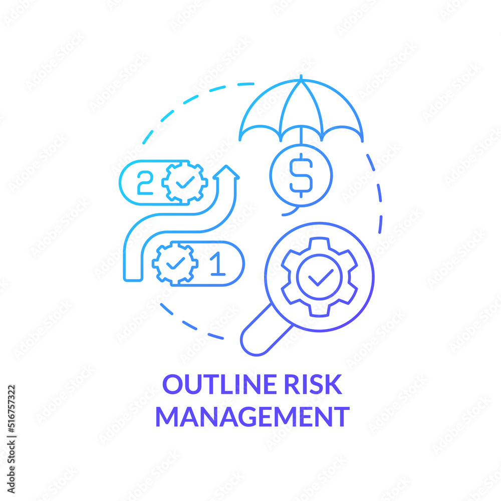 Outline risk management blue gradient concept icon. Step of procurement ...