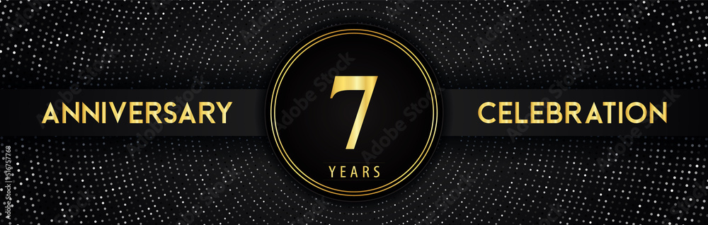 7 years anniversary celebration with circle frame and dotted line ...