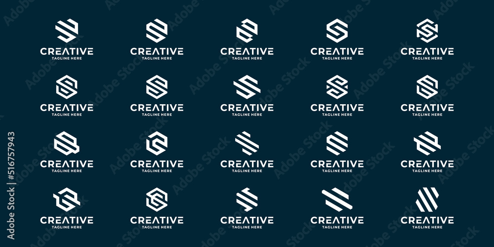 set of initials monogram S logo design. Creative initial letter S logo ...