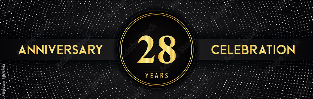 28 years anniversary celebration with circle frame and dotted line ...