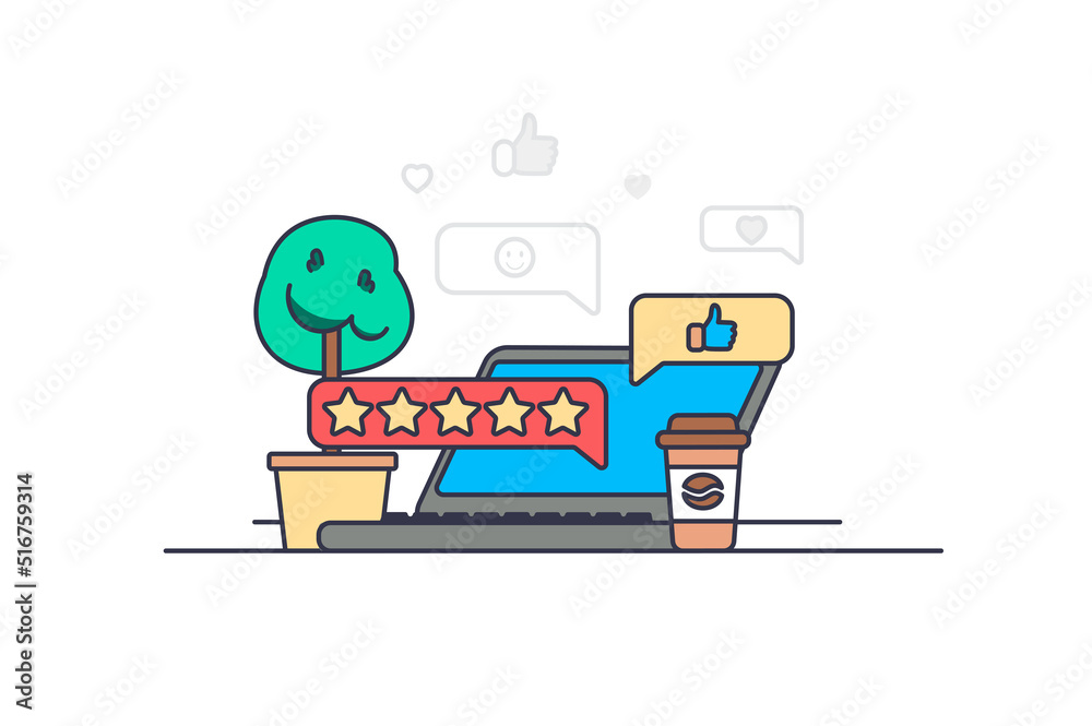 Best feedback concept in flat outline design. Users write comments with ...