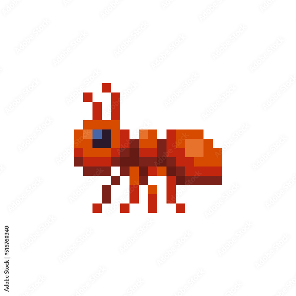 Ant pixel art icon isolated vector illustration. Element design for ...