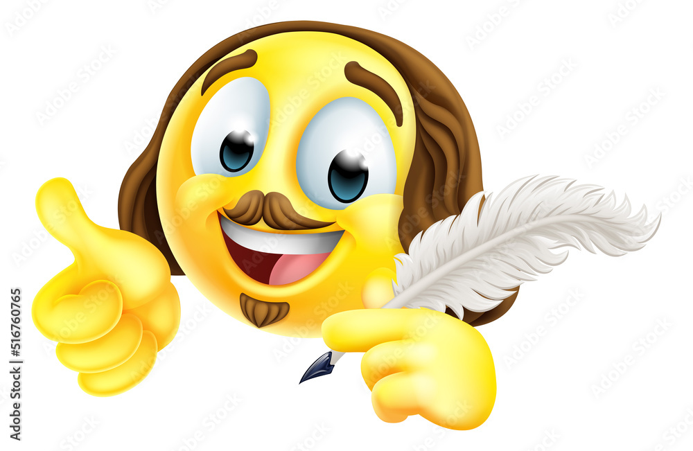 Shakespeare Poet Emoticon Emoji Cartoon Face Icon Stock Vector | Adobe ...