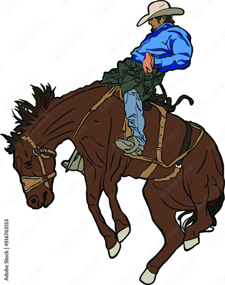 western cowboy riding horse action Stock Vector | Adobe Stock