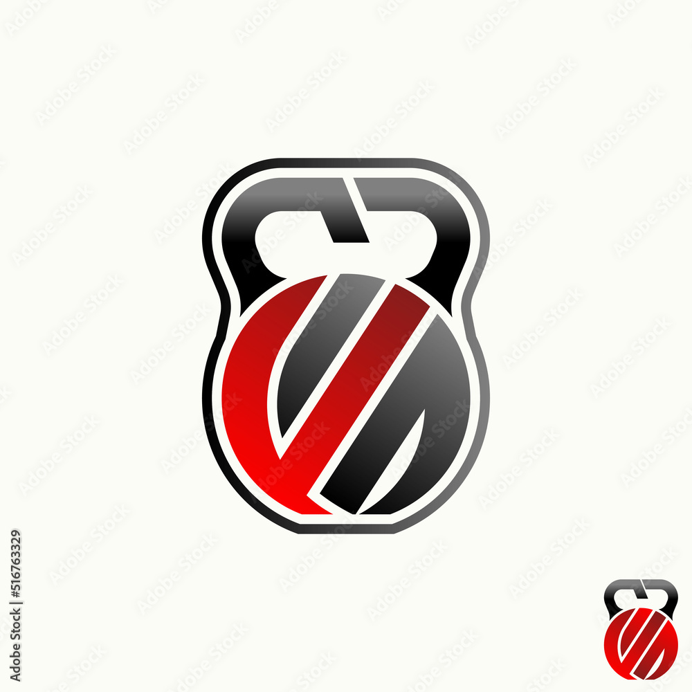 Simple and unique letter or word FS sport font on barbell or dumbbell ...