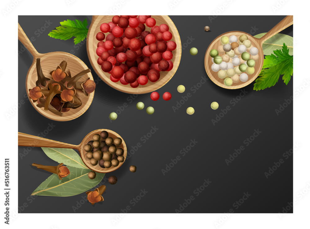 blackstone texture with a composition of wooden spoons. multi colored ...