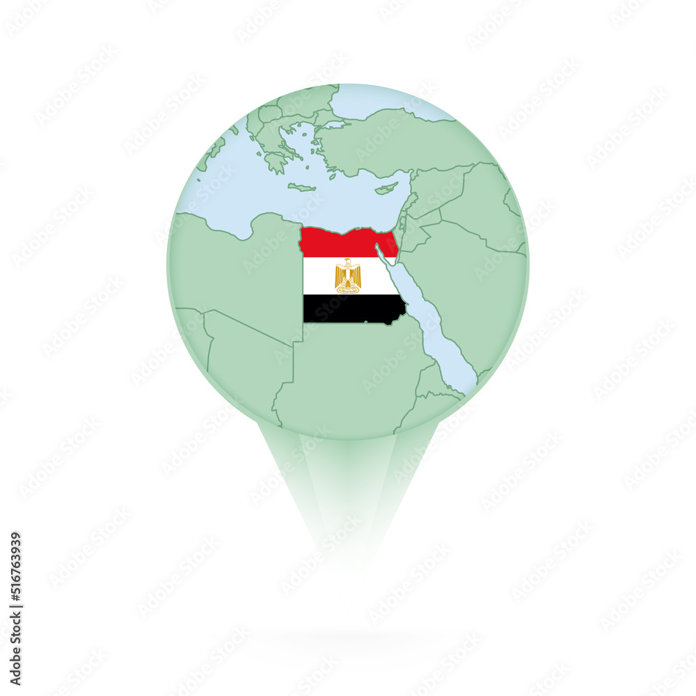 Egypt map, stylish location icon with Egypt map and flag. Stock Vector ...