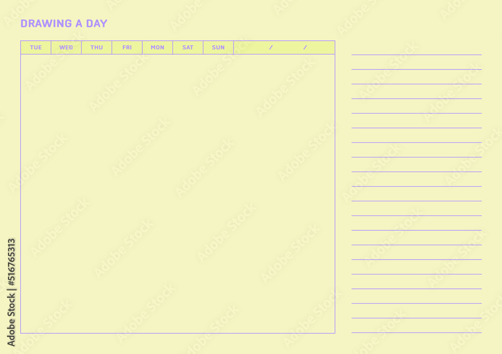 Note, scheduler, diary, calendar planner document template illustration ...