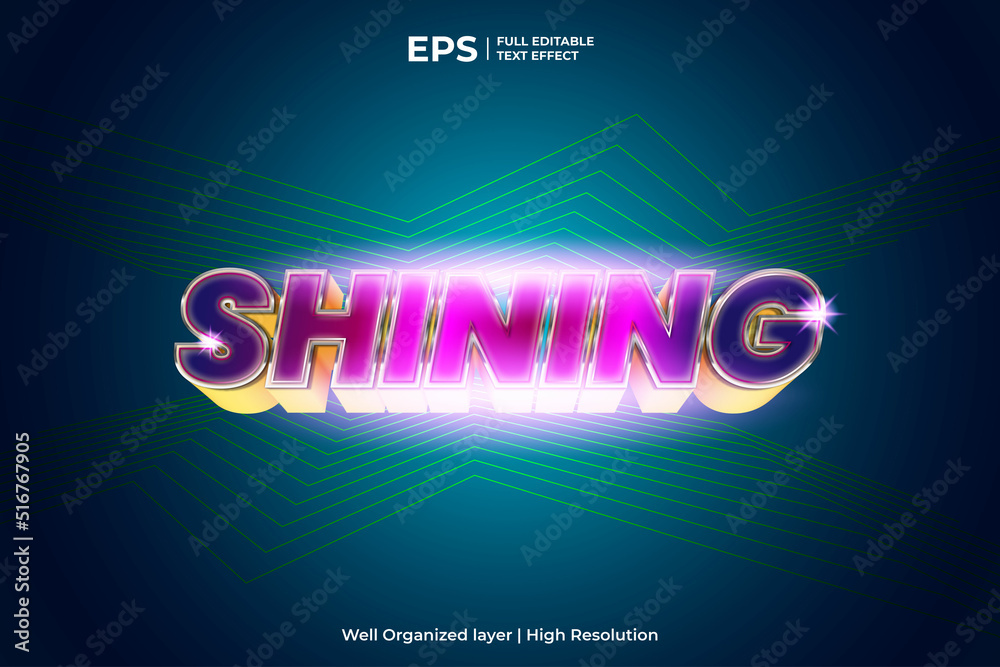 3d shining text effect template in retro style vector illustration ...