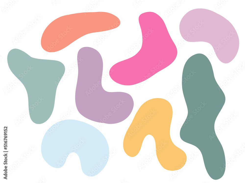 Organic spot. Irregular abstract color shapes, stone or blobs. Abstract random pebble ...