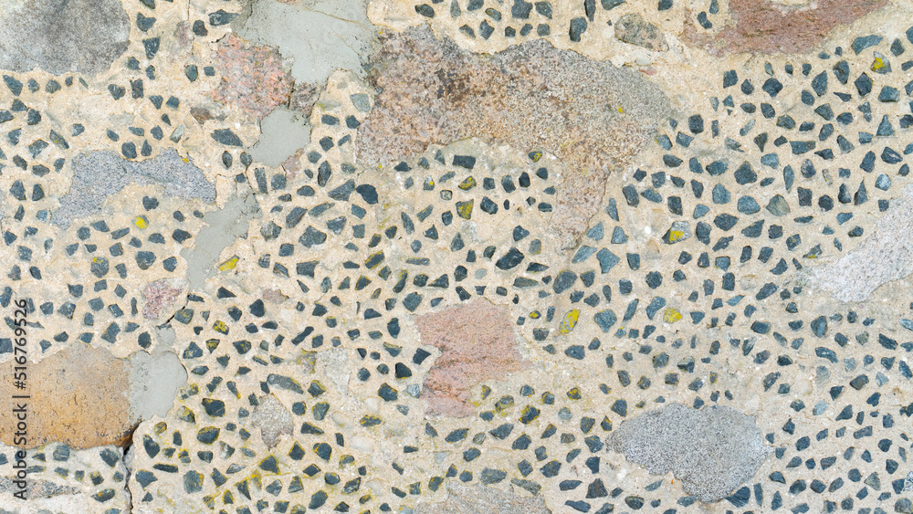 Section of the stone wall of the fortification. The texture of the ...