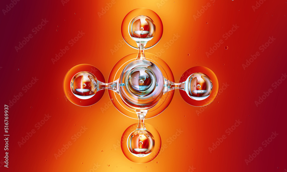 Molecule structure model, inorganic compound: atoms bonded to single ...