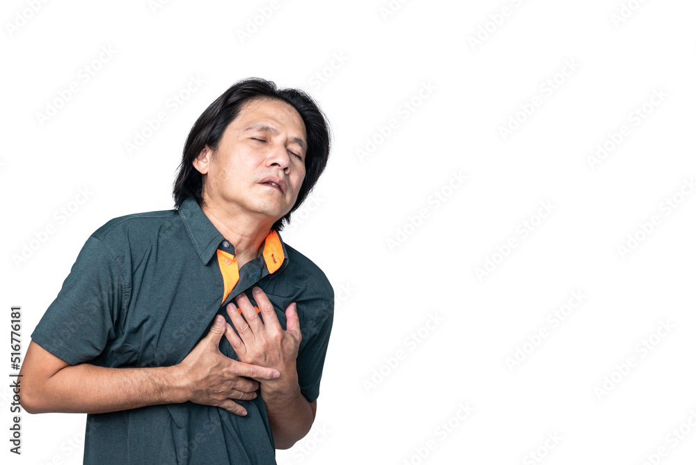 Asian middle-aged man, are suffering from angina Due to heart disease ...