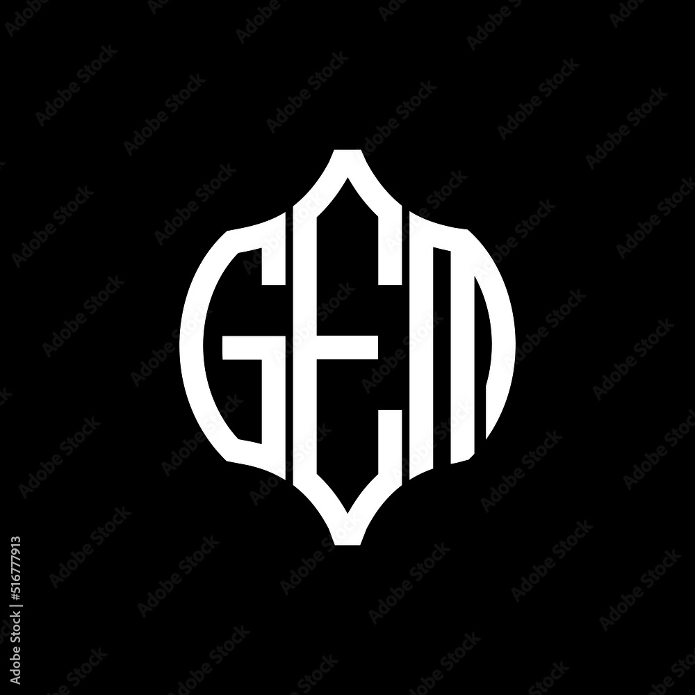 GEM letter logo. GEM best black background vector image. GEM Monogram ...