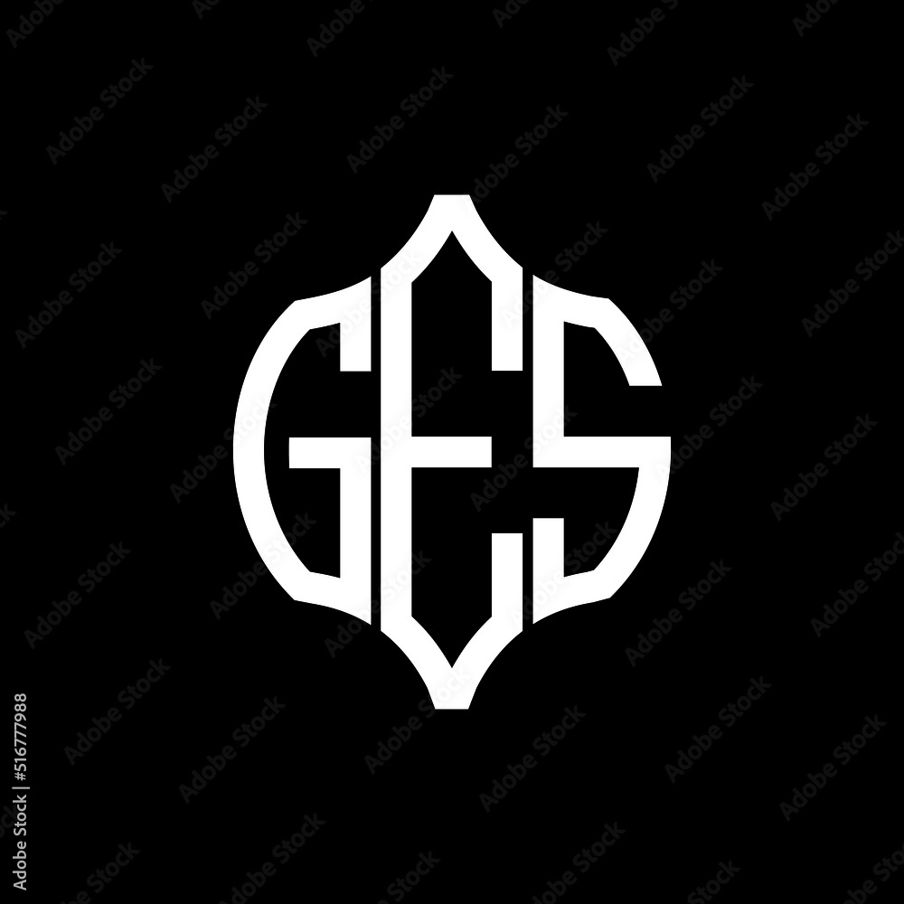 GES letter logo. GES best black background vector image. GES Monogram ...
