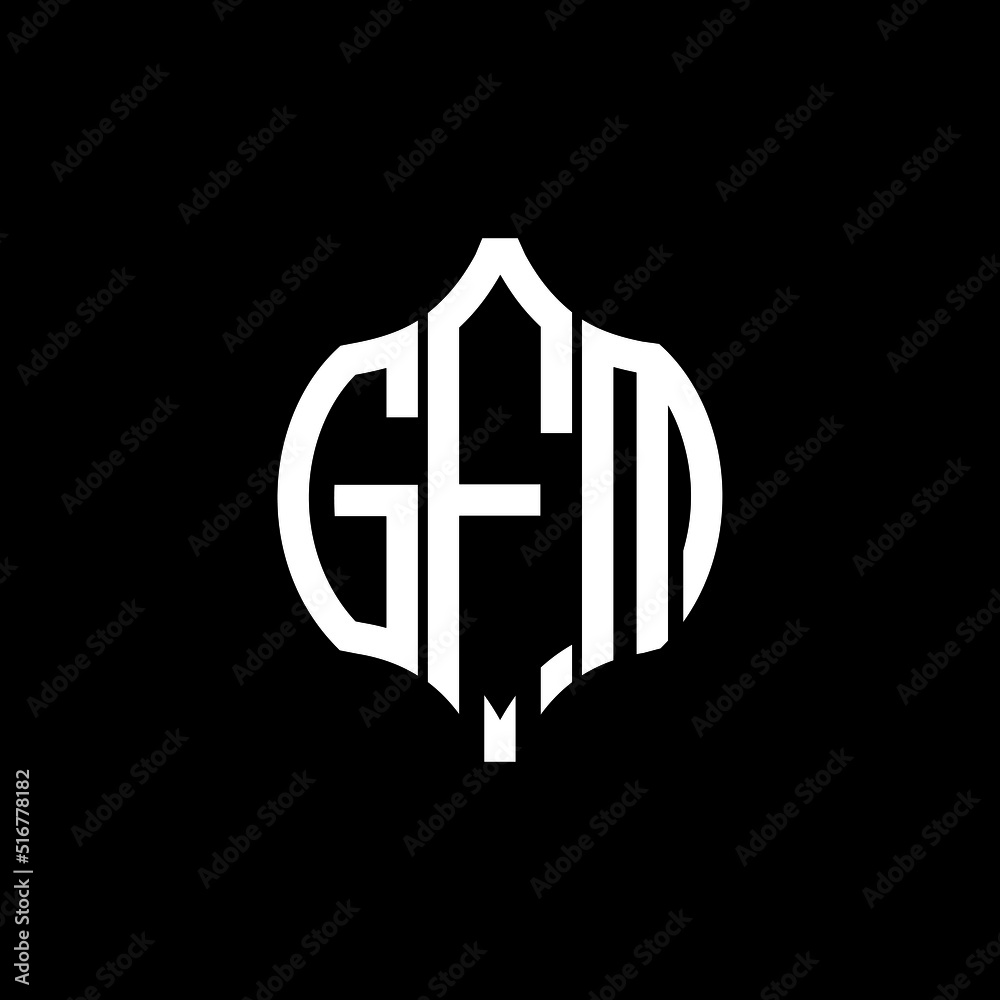 GFM letter logo. GFM best black background vector image. GFM Monogram ...