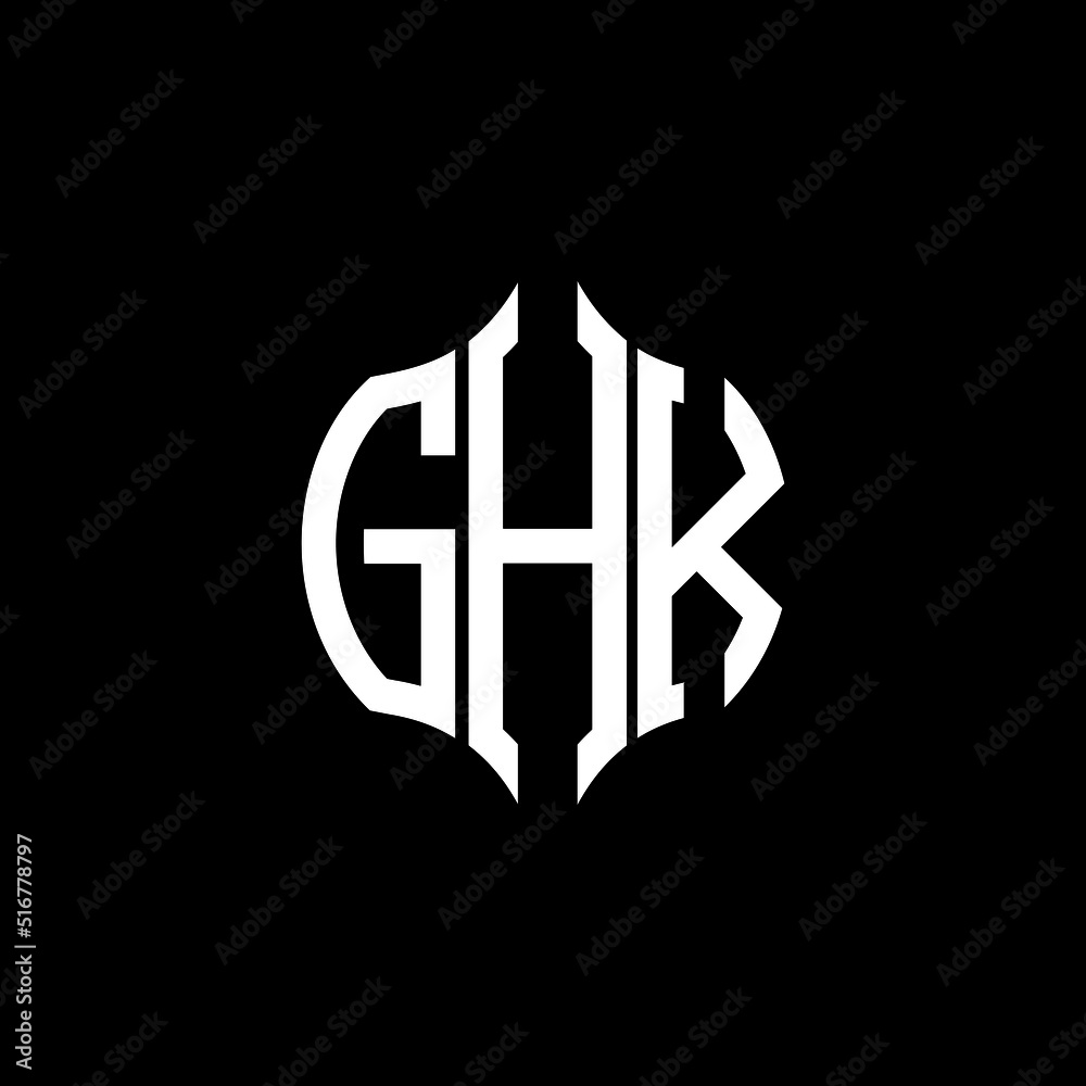 GHK letter logo. GHK best black background vector image. GHK Monogram ...