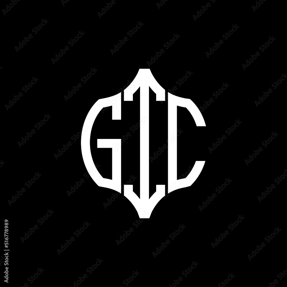 GIC letter logo. GIC best black background vector image. GIC Monogram ...