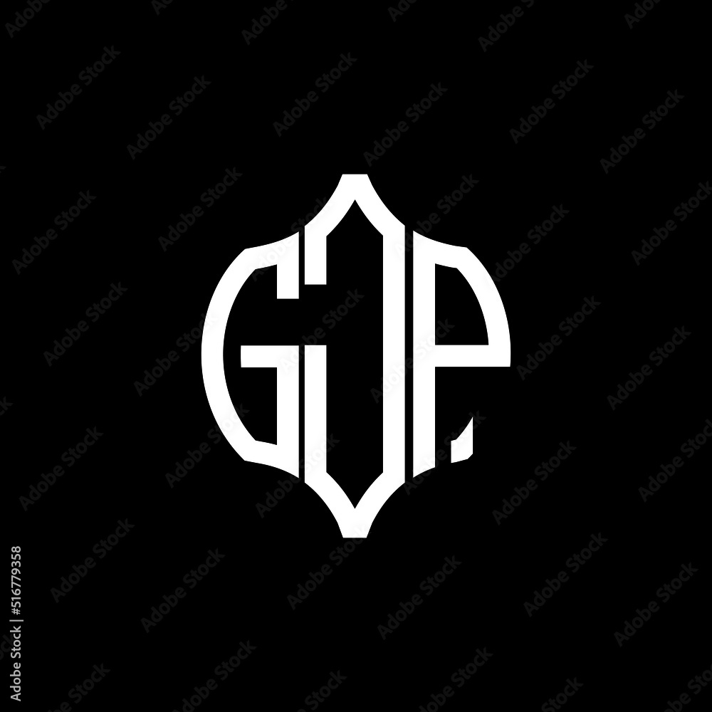 GJP letter logo. GJP best black background vector image. GJP Monogram ...