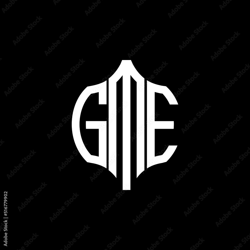GME letter logo. GME best black background vector image. GME Monogram ...