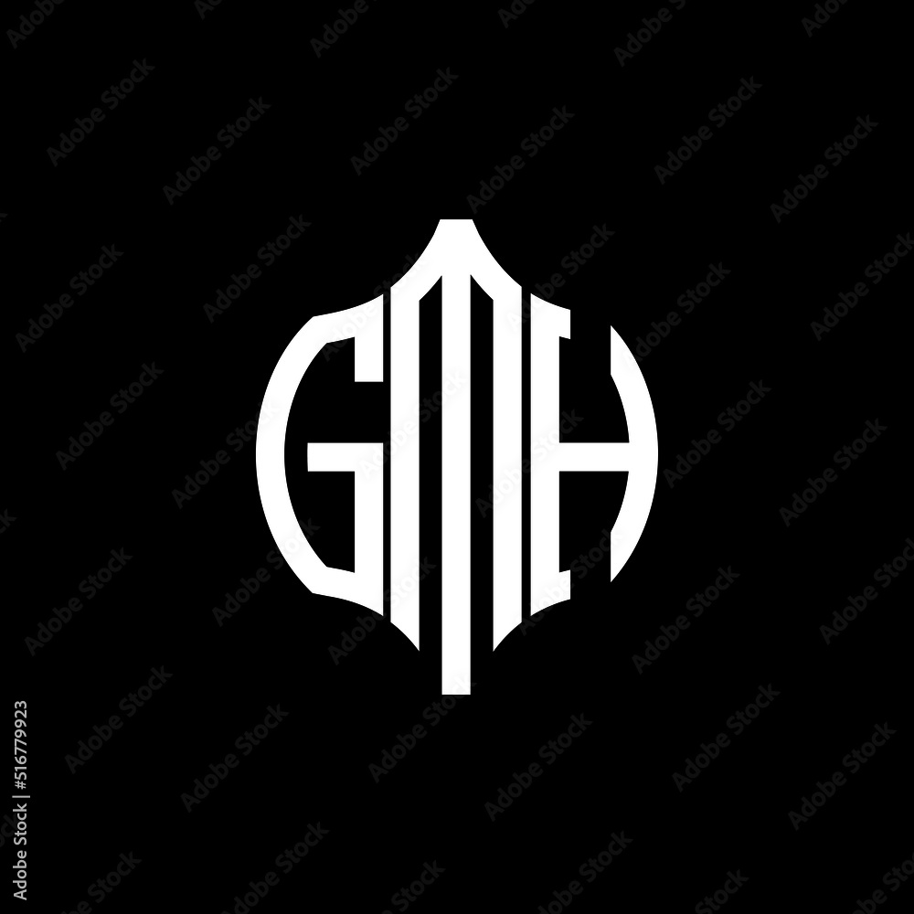 GMH letter logo. GMH best black background vector image. GMH Monogram ...