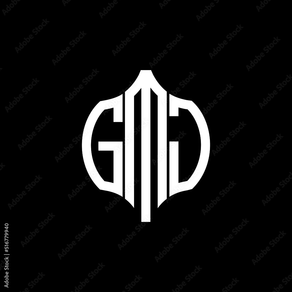 GMJ letter logo. GMJ best black background vector image. GMJ Monogram ...