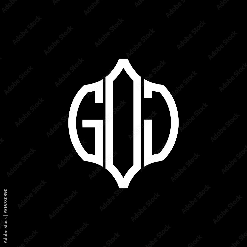 GOJ letter logo. GOJ best black background vector image. GOJ Monogram ...