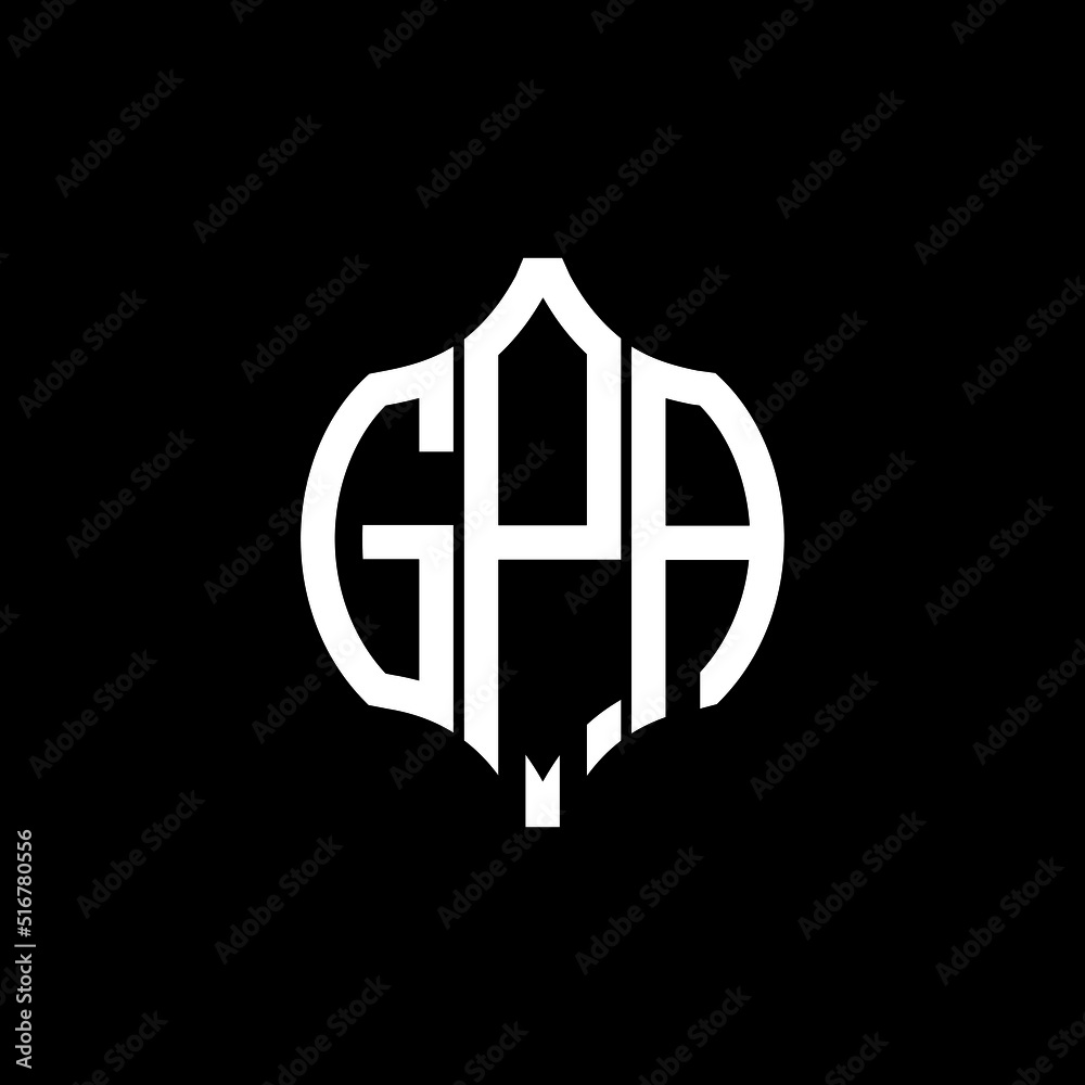 GPA letter logo. GPA best black background vector image. GPA Monogram ...