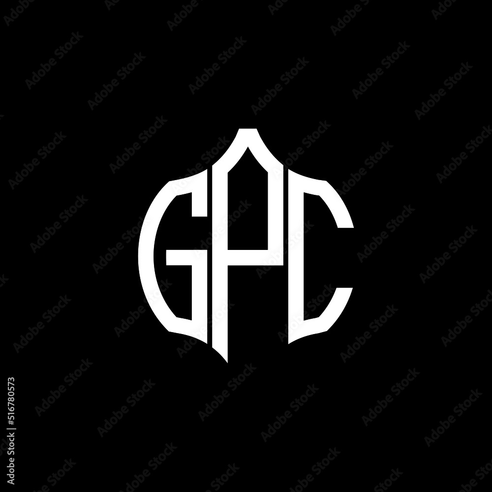 GPC letter logo. GPC best black background vector image. GPC Monogram ...
