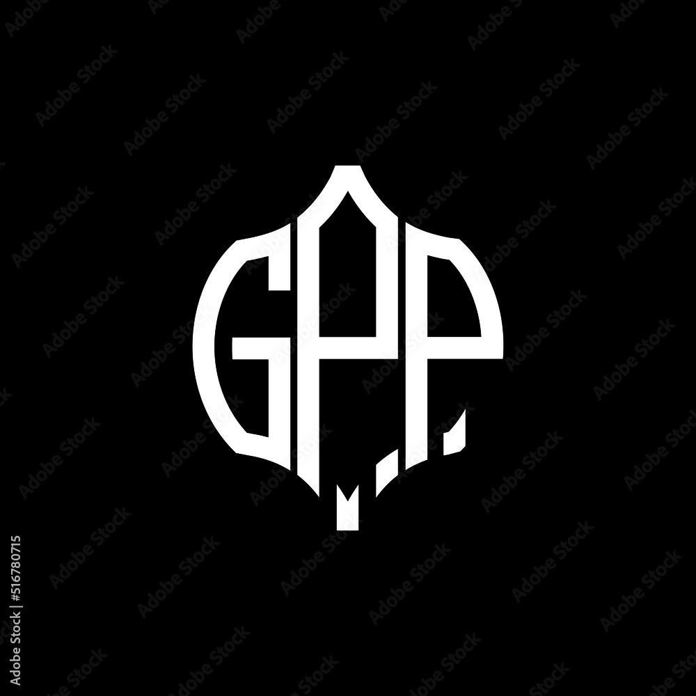 GPP letter logo. GPP best black background vector image. GPP Monogram ...