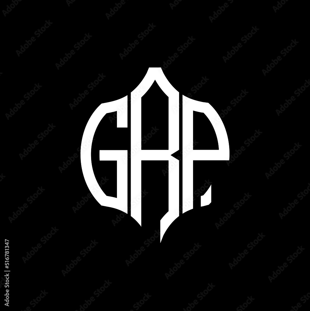GRP letter logo. GRP best black background vector image. GRP Monogram ...