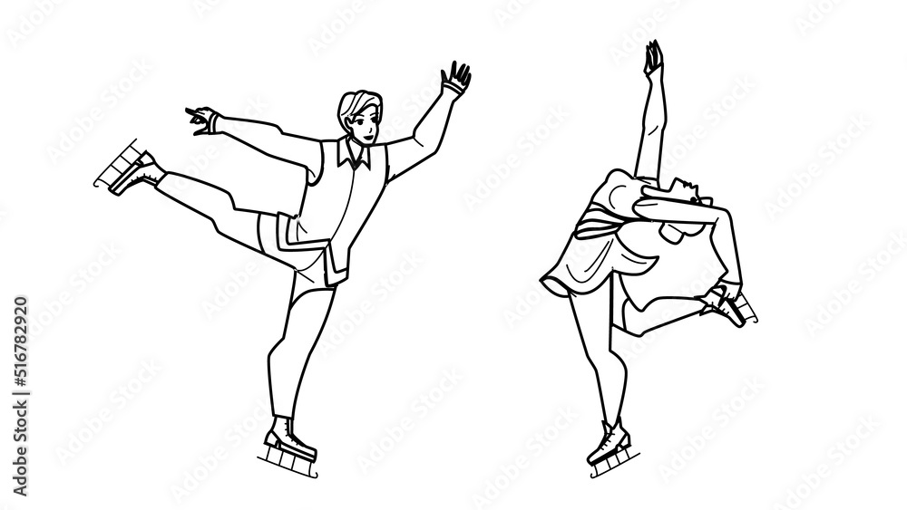 figure skating vector. skater dance, winter professional competition ...