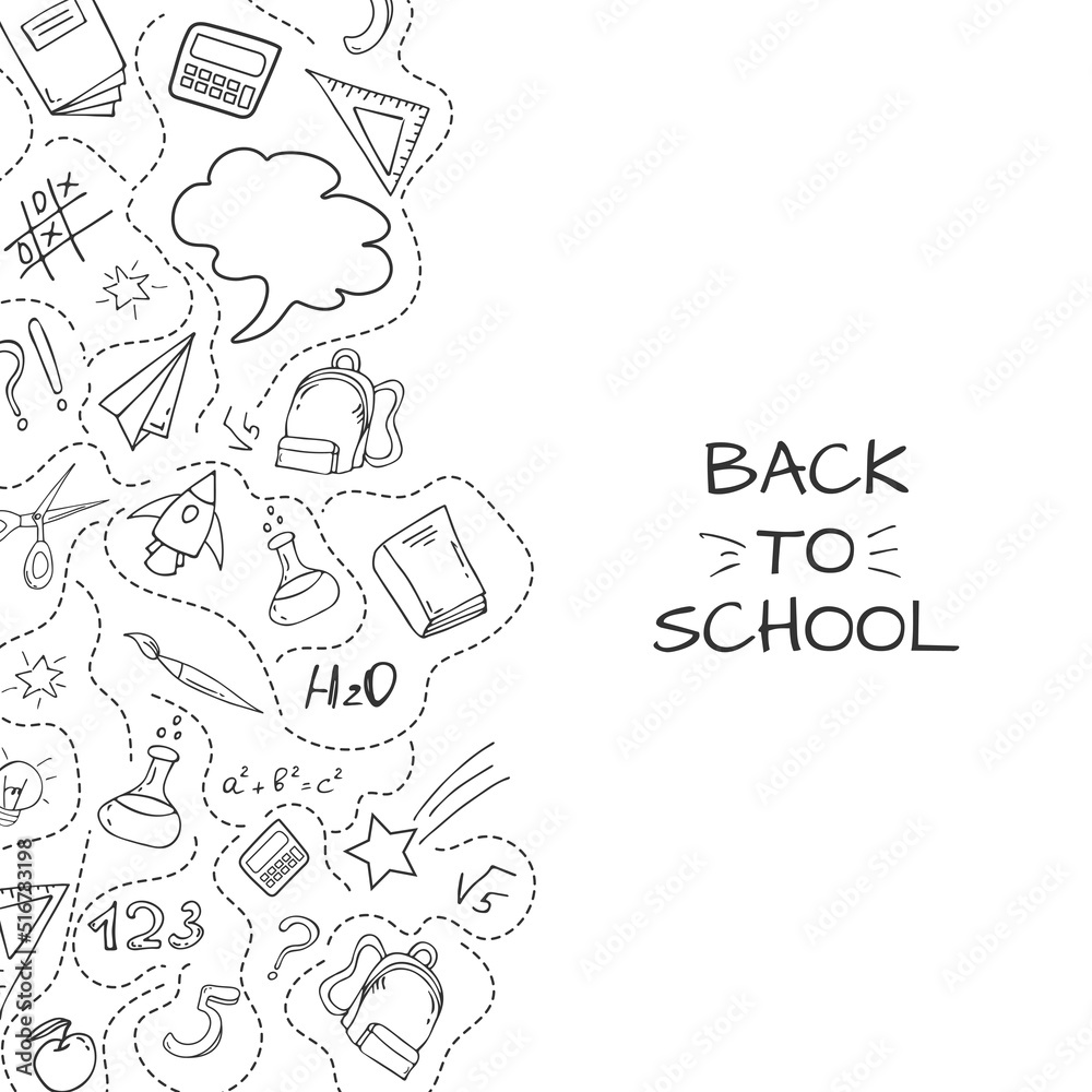 School background on a white background. Freehand drawing of school ...