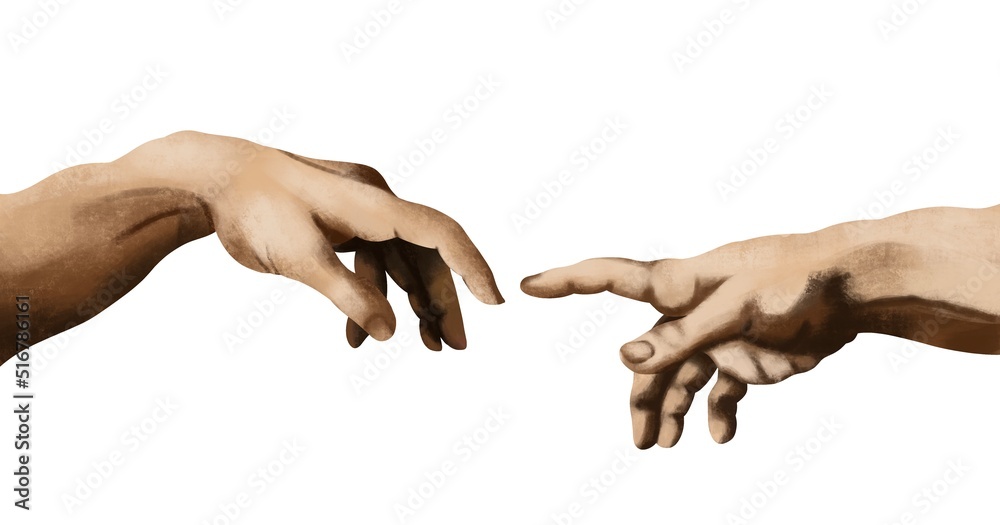 Creation Of Adam Oil Painting Stock Illustration | Adobe Stock