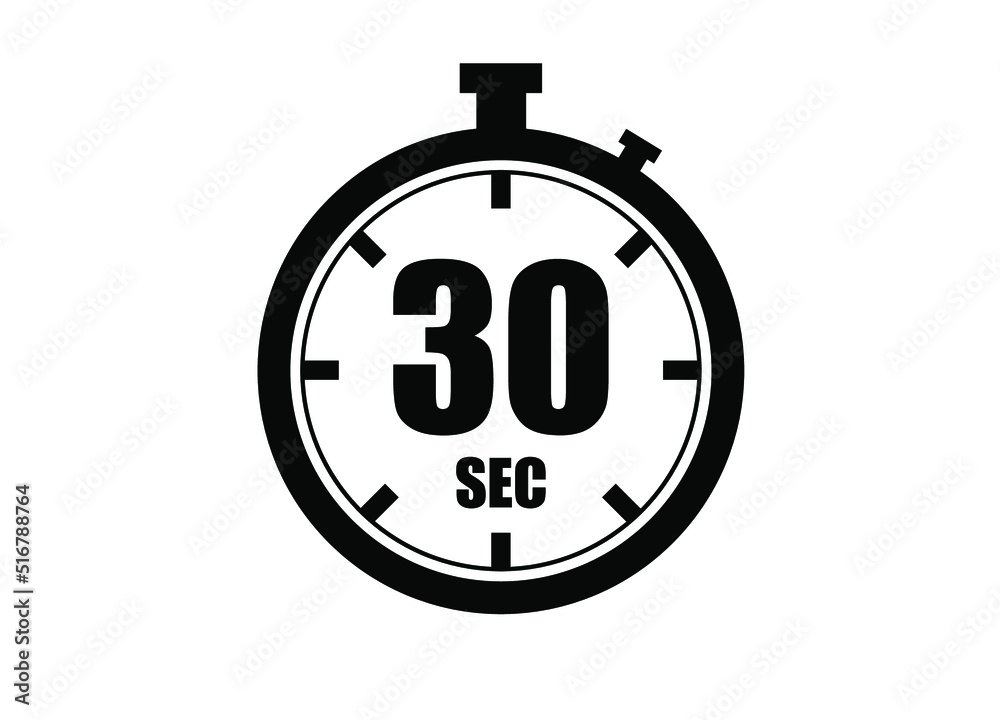 30 Seconds Timers Clock Time Measure Chronometer Vector Icon Black