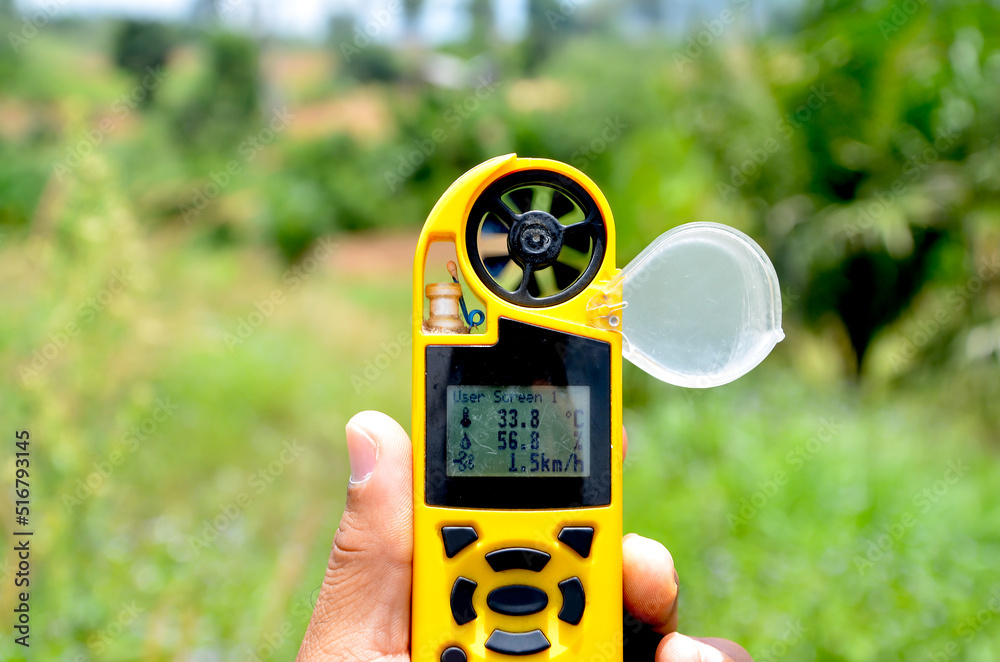 environmental meter from anemometer for measuring the speed of wind ...