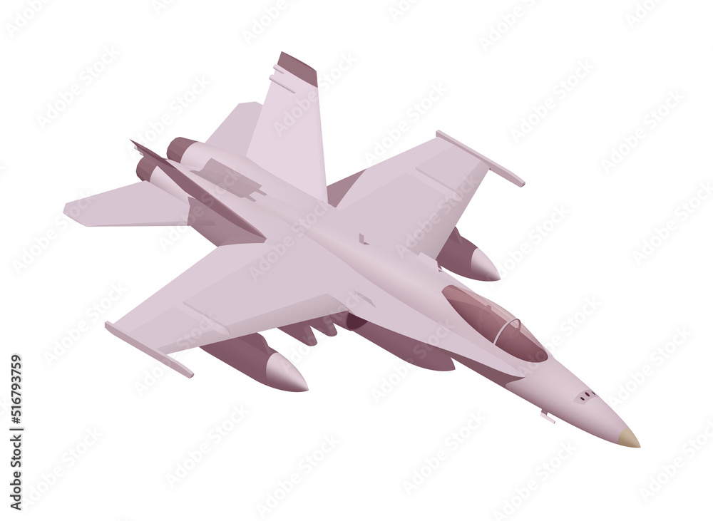 Isometric FA-18 hornet. Isolated low poly fighter jet on white ...