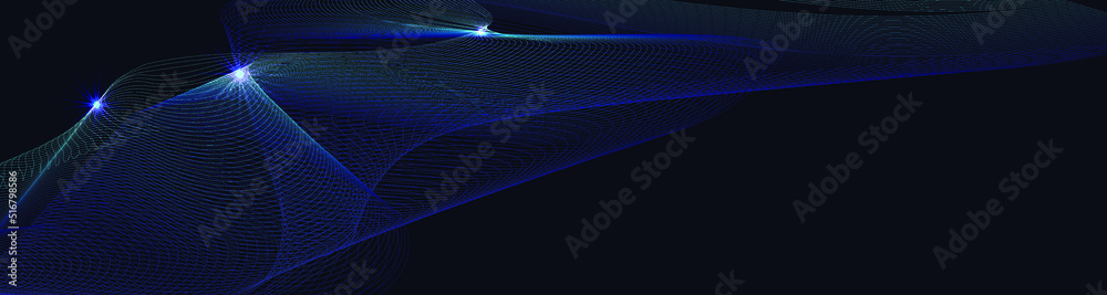 Blue thin lines of 3d funnel on dark vector background, LinkedIn banner ...