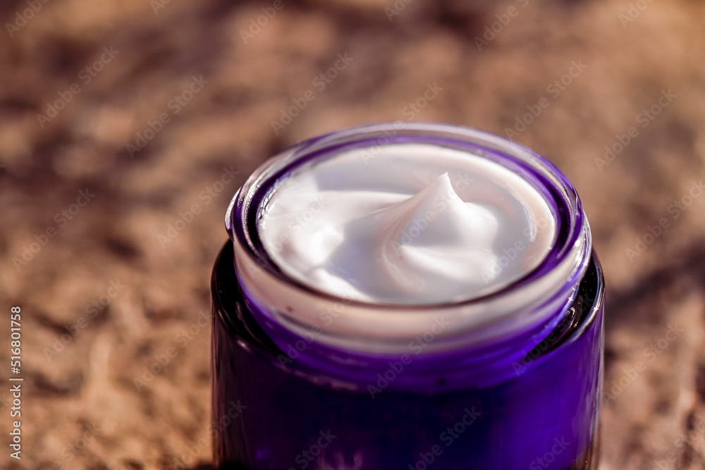 Moisturising beauty cream, skincare and spa cosmetics on stone ...