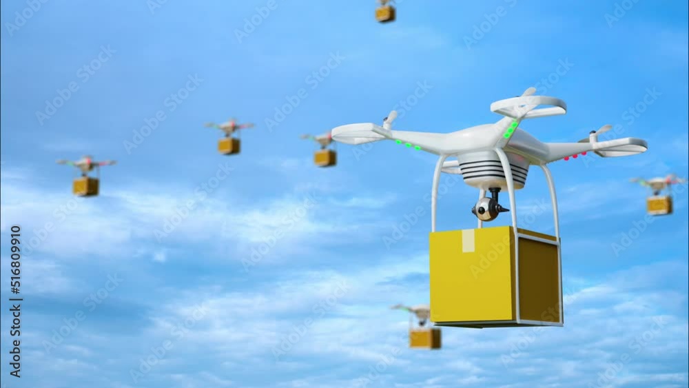 Parcel delivery service by drone. Delivery technology with multiple ...