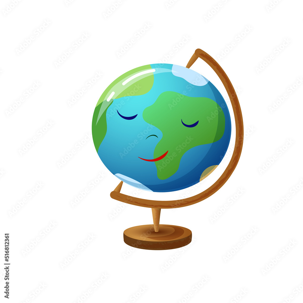 Cute school globe character cartoon illustration isolated on white ...